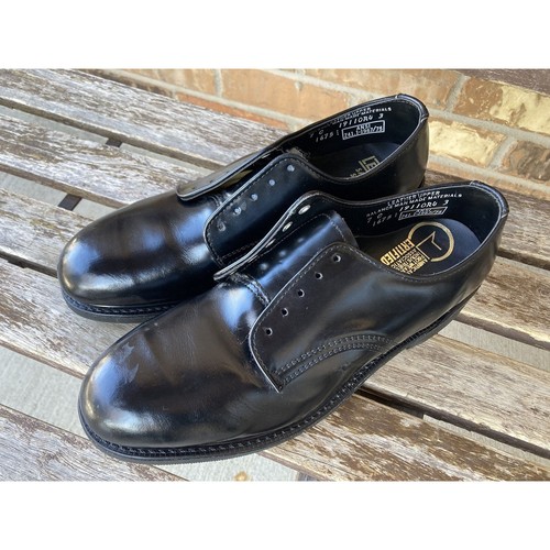 7C NOS LEHIGH Safety Toe Black Leather Plain Toe Shoes Vintage 70s | eBay