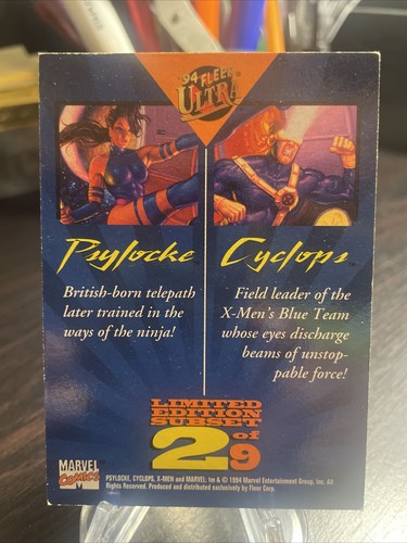 1994 MARVEL FLEER ULTRA X-MEN LIMITED EDITION SUBSET FOIL CARD #2 OF 9 CYCLOPS | eBay