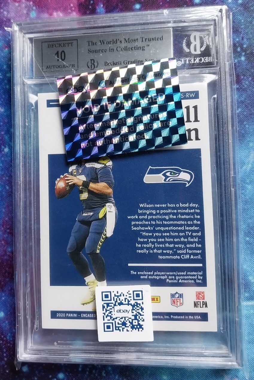 Russell Wilson PLAYER WORN 1/1 NFL Shield Jersey Patch Auto Seahawks ...