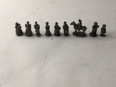 The Americana Pewter Collection 8 + 1 Piece Set Solid Pewter Figurines ...