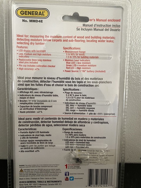 General Tools MMD4E Digital Moisture Meter for sale online | eBay