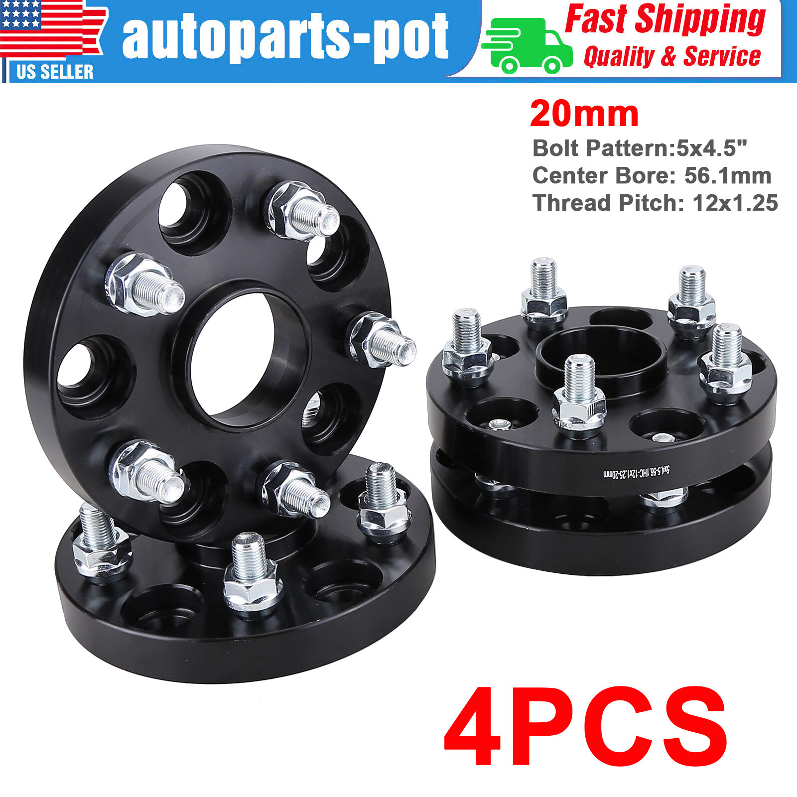 4) 20mm For WRX STI Legacy Outback Forester Black Hubcentric Wheel ...