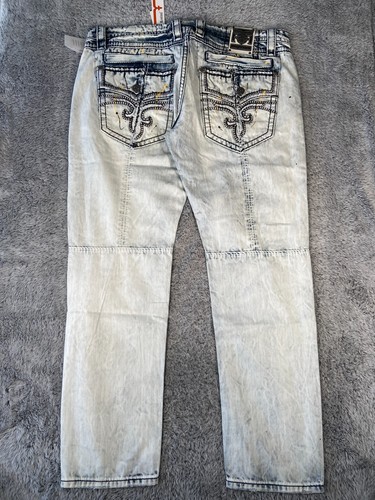Rock Revival Rupert Alternative Straight Jeans Size 44x34 Men Light ...