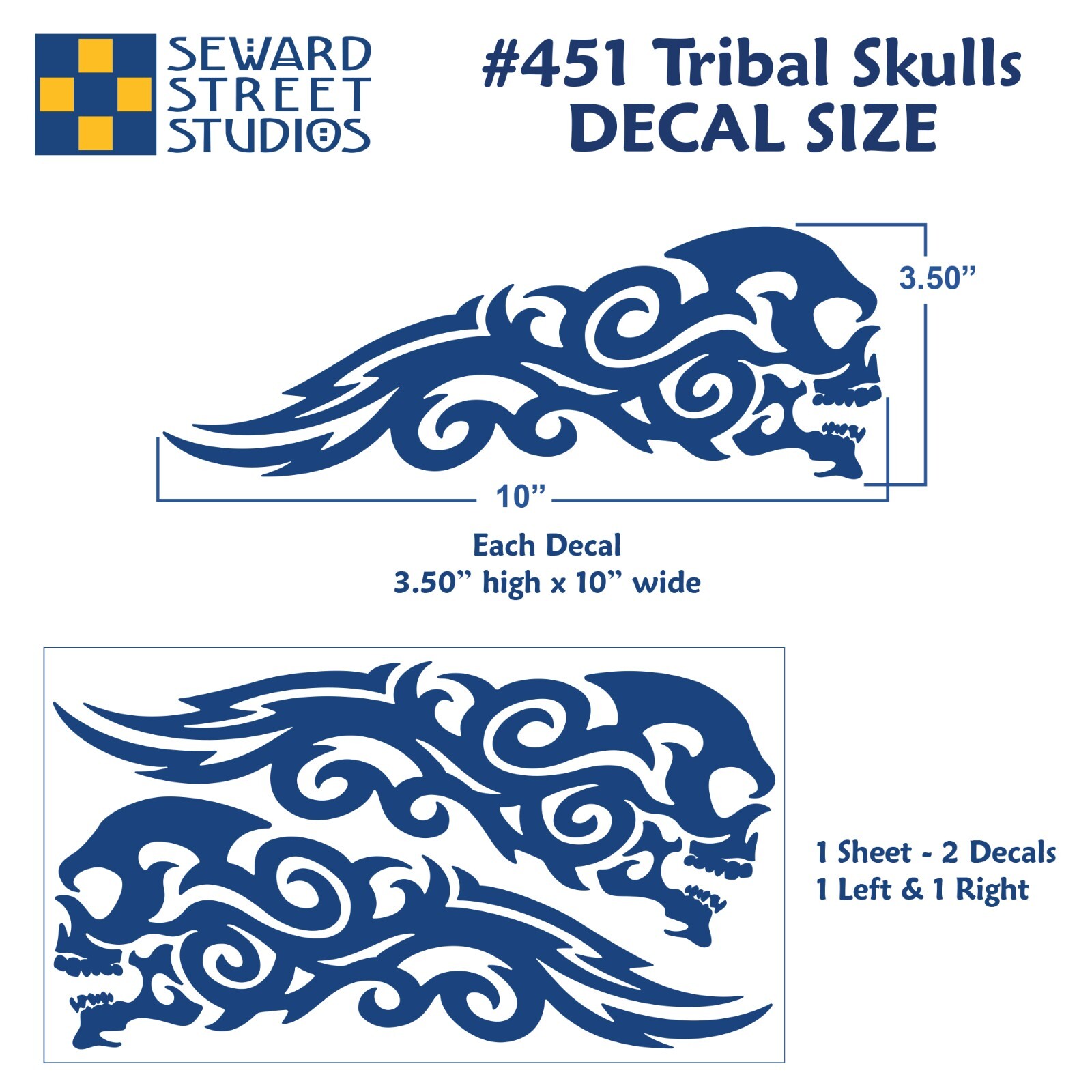 Tribal Skulls Decal Set, Motorcycle Tank 2 Skull Sticker Kit #451 ...