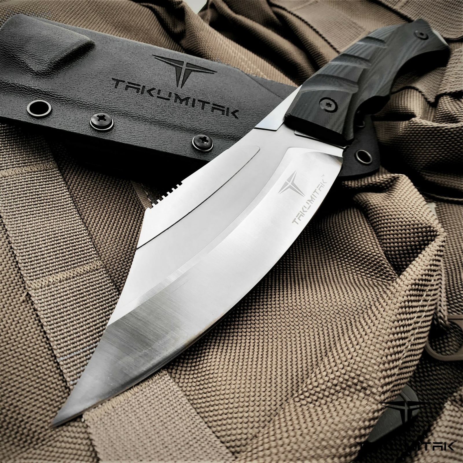 Takumitak 10" Full Tang D2 Blade Fixed Blade Knife Molle Kydex G10 ...