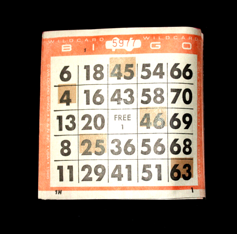 BINGO PAPER Cards Sheets 1 on Orange Border WILD CARD 5 pattern - 200 ...