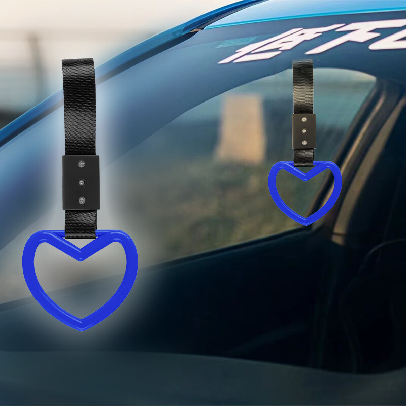 JDM Heart Shape TSURIKAWA Blue Ring Subway Train Bus Handle Strap Nylon ...