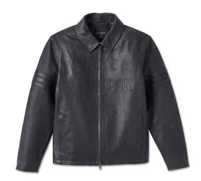 NEW Harley Davidson Mens L Black BUFFALOHIDE Leather Full-Zip BLAZE ACE ...