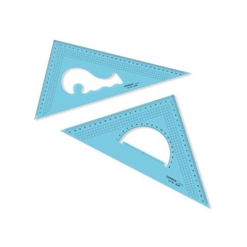 Pack of 2 Large Transparent Metric Triangle Ruler Set Square: 30 CM (12 ...