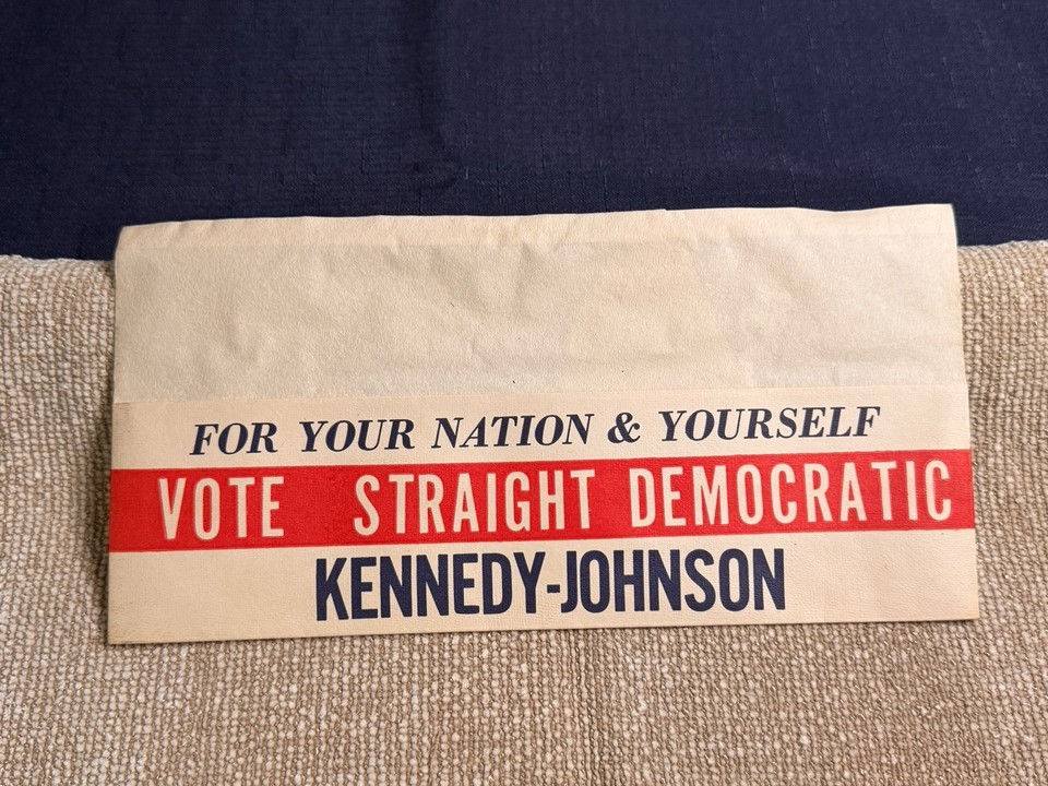 1960 Folding Paper Campaign Hat John Kennedy & Johnson VOTE STRAIGHT ...