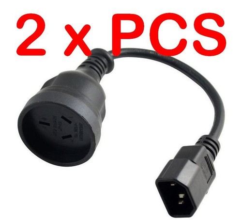 2 x 25cm UPS Power Adapter Lead 3 Pin Socket->IEC C14 Plug Cable Eaton ...