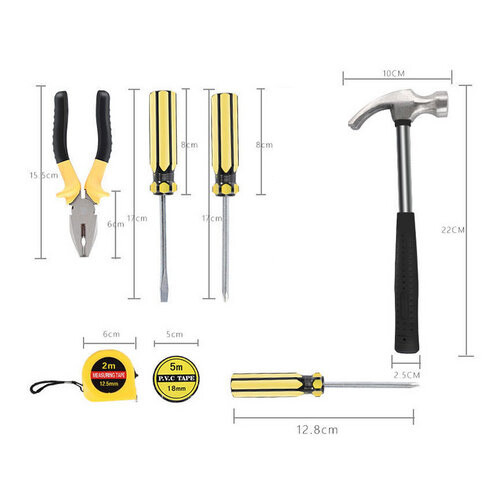 16X DIY Household Hand Tool Kit Set Home With Organiser Basic Tools Box ...