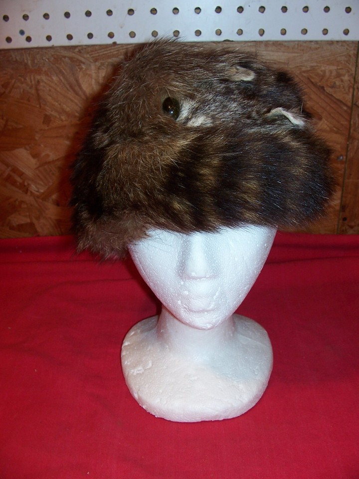Real Coonskin Cap Raccoon Skin Fur Hat Mountain Man Frontiersman Cowboy ...