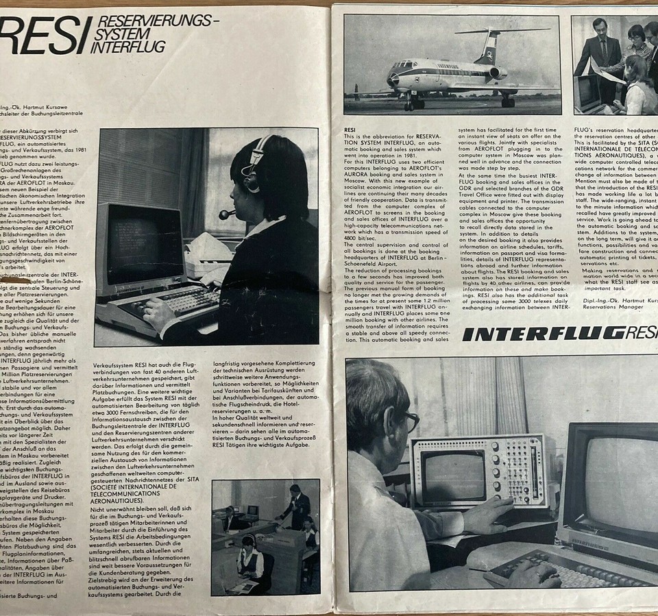 1982 INTERFLUG EAST GERMAN AIRLINES BROCHURE IL62 TU134 MALEV AEROFLOT ...