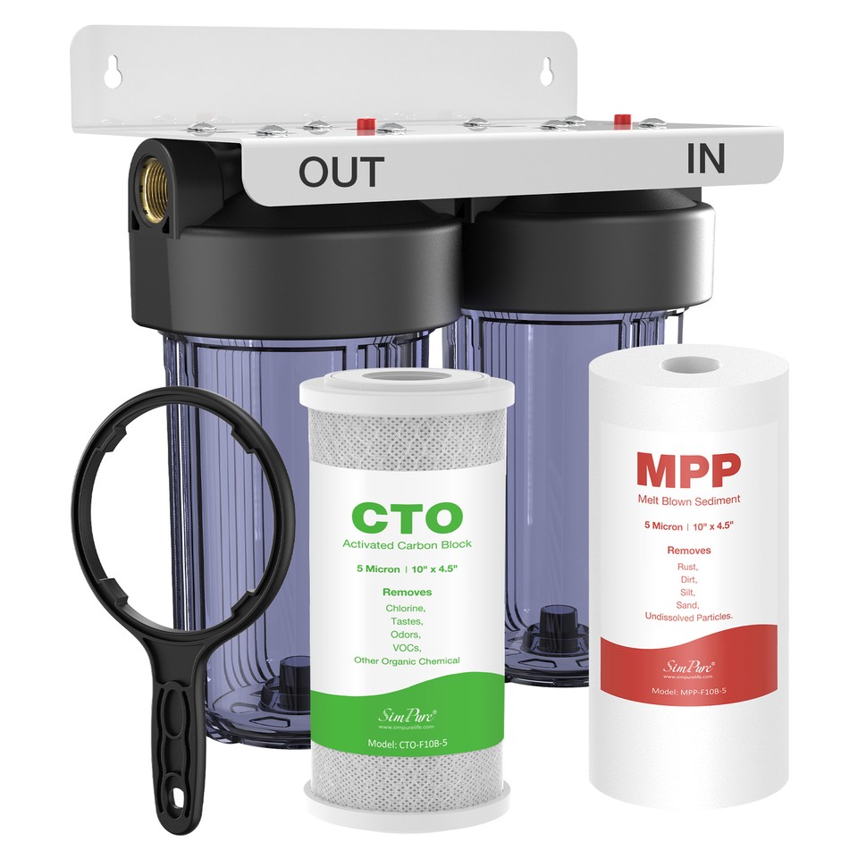 10"x4.5" Big Blue Whole House Water Filter System Two Stage + 2 Set ...