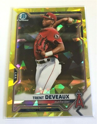 Angels Trent Deveaux Mint 2021 Bowman Draft Sapphire Yellow Refractor ...