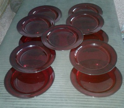 Luminarc salad plates red lot of 11 | eBay