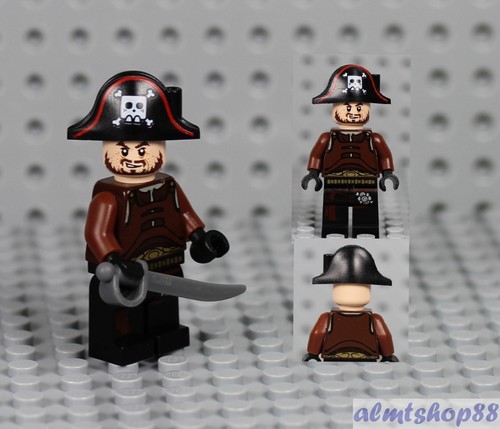 LEGO Pirates - Pirate Minifigure w/ Bicorne Hat Cutlass Jolly Roger ...