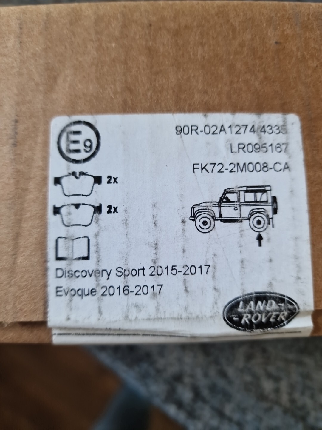 GENUINE Range Rover Evoque & Discovery Sport Rear Brake Pads LR095167 ...