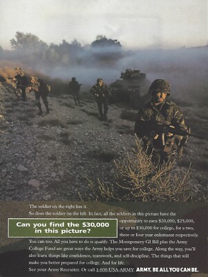 1995 US Army Camo Tank Montgomery GI Bill vintage PRINT AD 90's ...