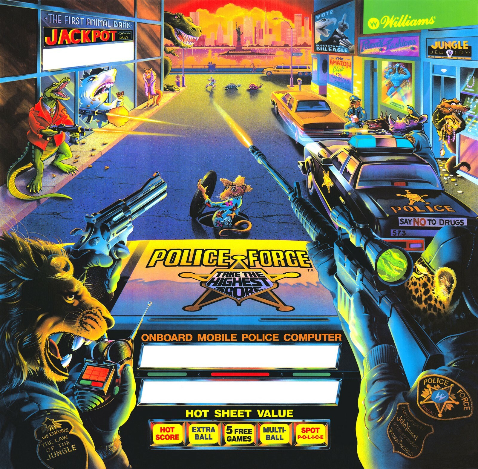 WILLIAMS Police Force Pinball Machine Translite | eBay