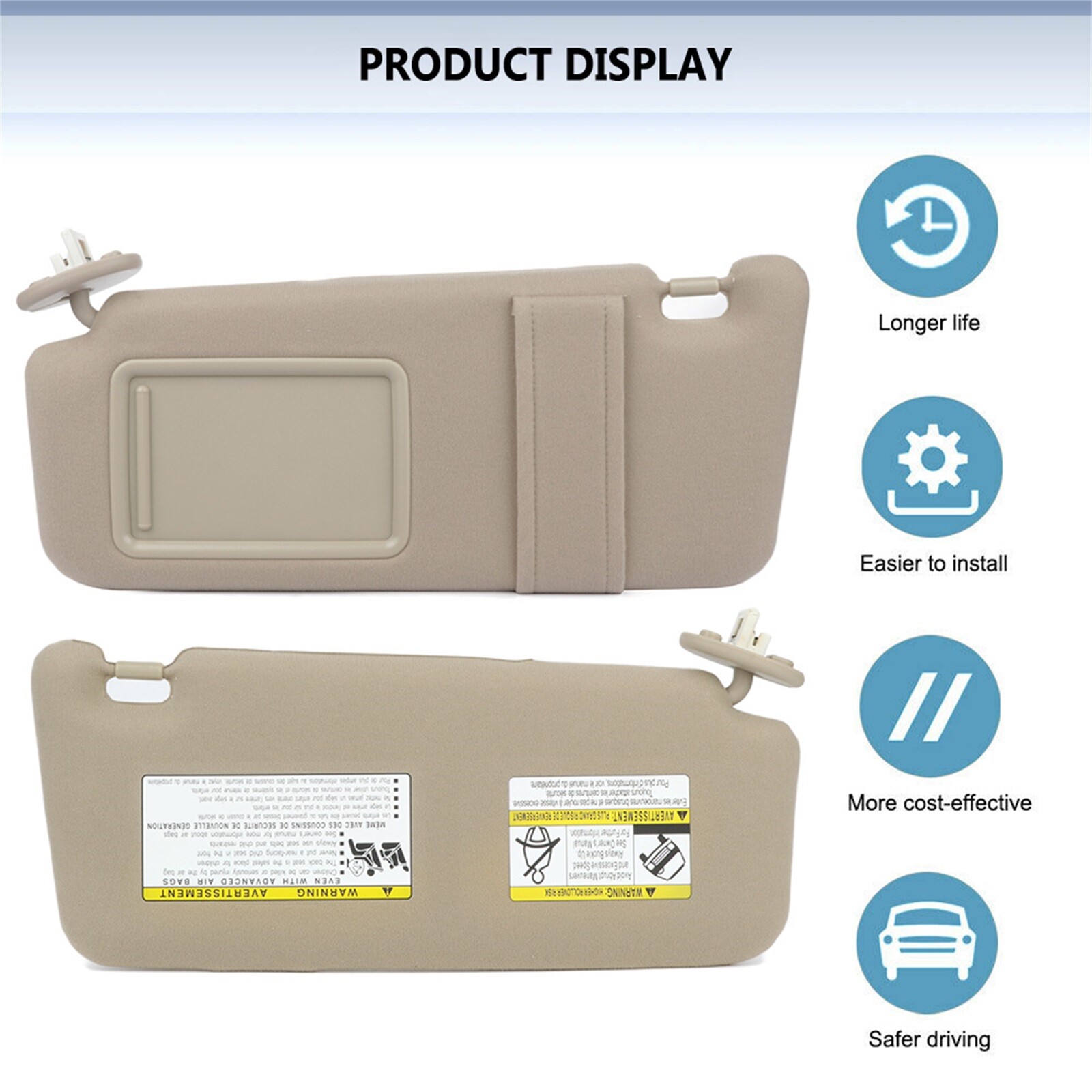 2009-2016 Toyota Venza Left Driver Side Ivory Beige Tan Car Sun Visor ...