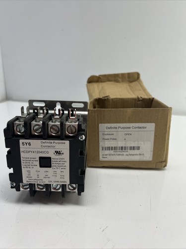 40A DEFINITE PURPOSE CONTACTOR 40AMP 4POLE 24V COIL, 40AMP FLA 50A RES ...