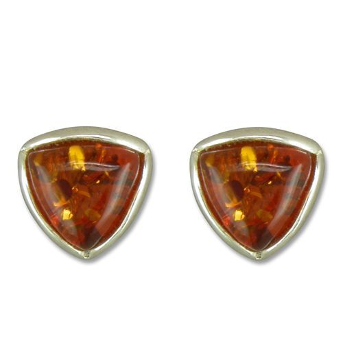 Earring Cognac Amber Small Triangle Stud Sterling Silver | eBay