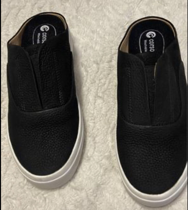 NEW Corso Como Trena Black Leather Mule Slip On Shoe Platform Womens ...