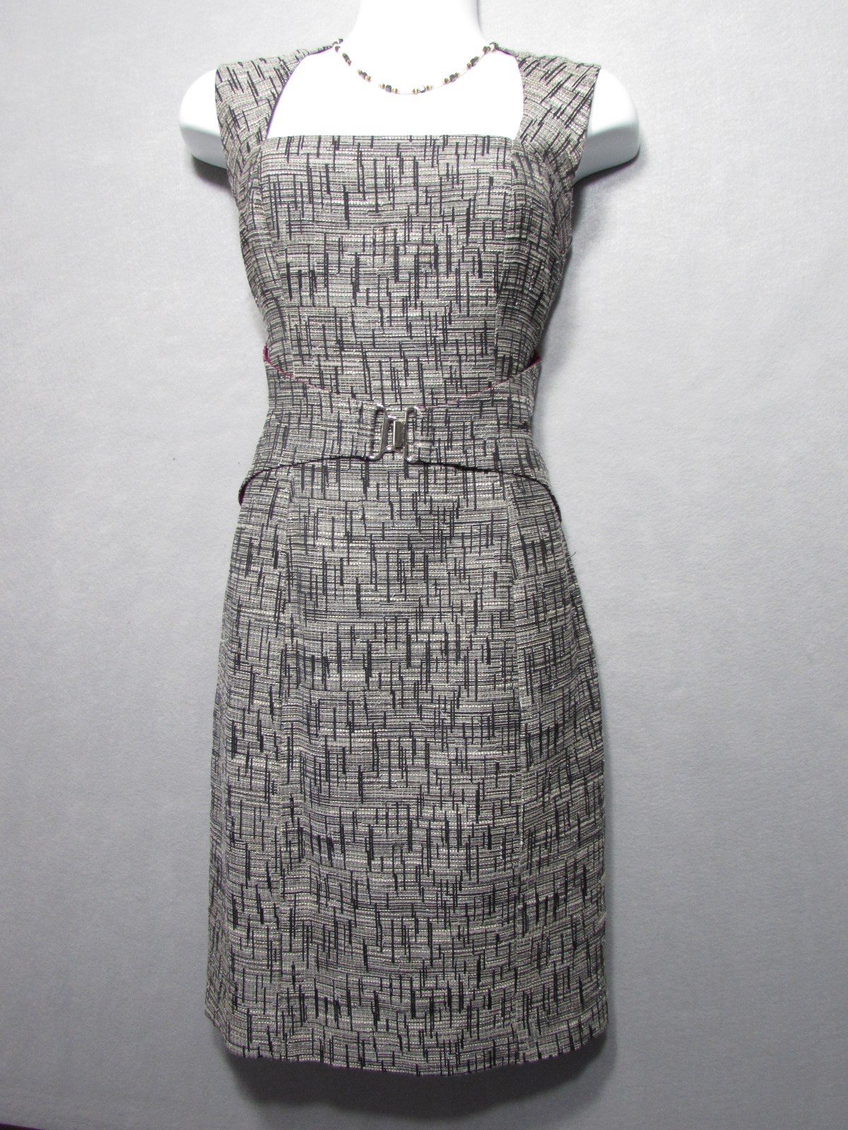 SIGNETTE BY AYSHA SAEED Black White Abstract Pattern Shift Dress SZ 4 ...