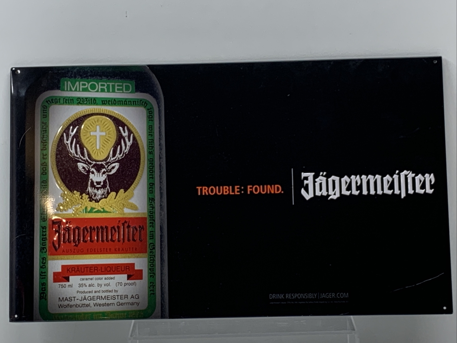 Jägermeister Metal Tin Sign 16.5” x 10” Jager “Trouble: Found” Promo ...