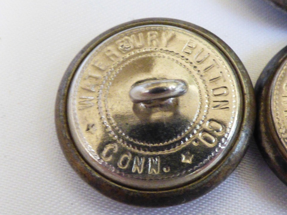 VTG LOT OF 4 WATERBURY BUTTON CO EAGLE MARINE ARMY UNIFORM BUTTONS 1 1/ ...