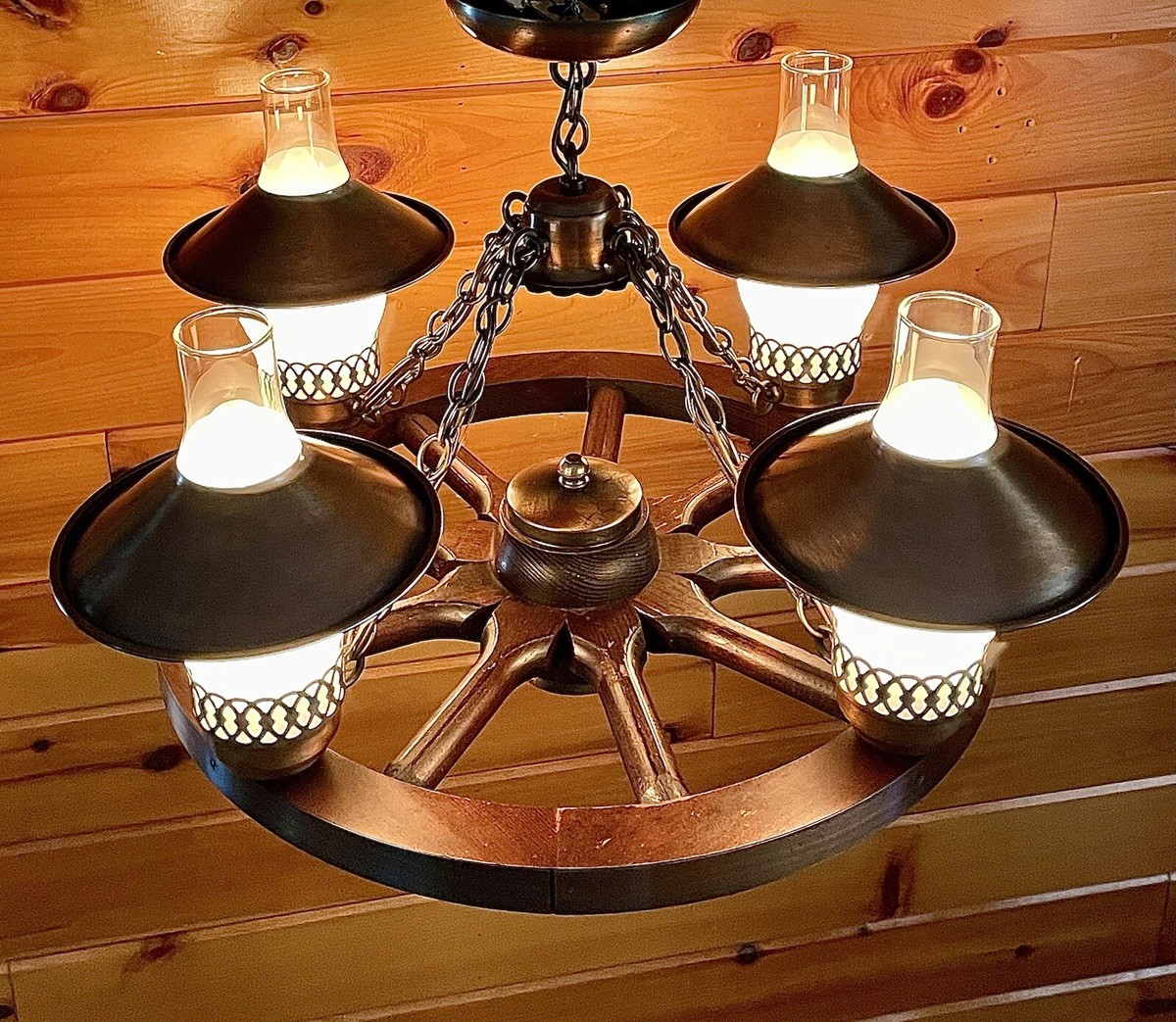 Antique Steering Wheel Light Fixture Steampunk Industrial Lamp