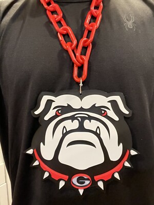 New JUMBO LARGE NCAA UGA Georgia Bulldogs RED Fan Chain Necklace ...
