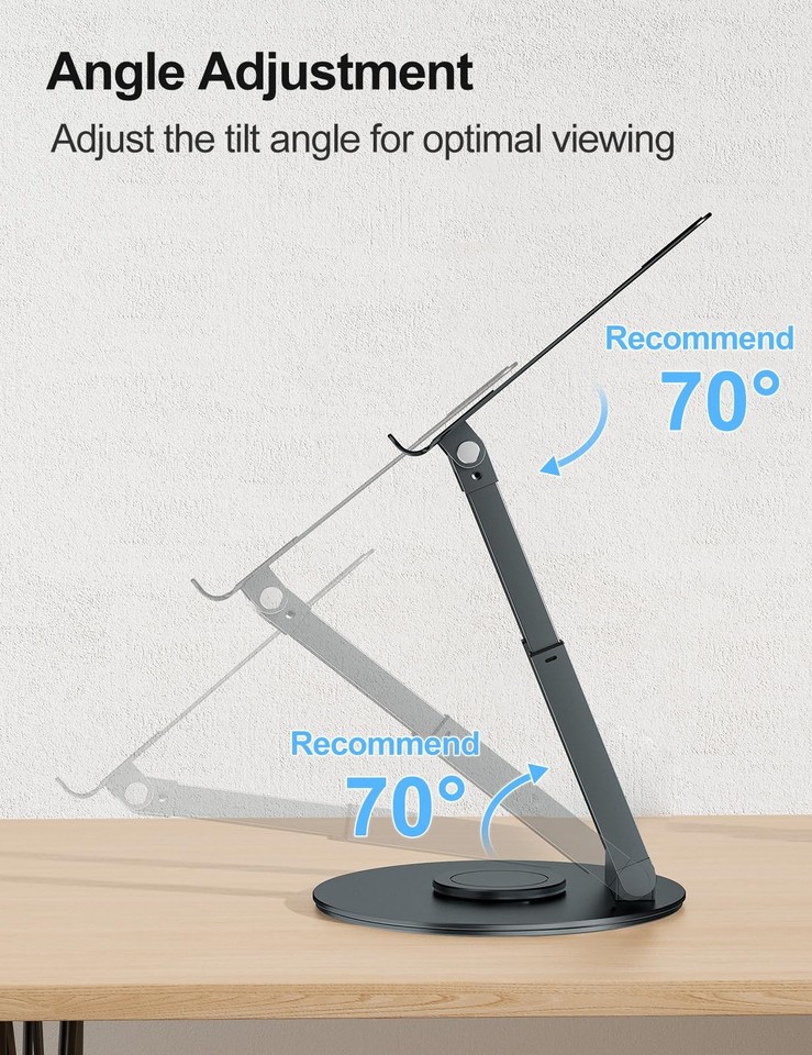 Telescopic Laptop Stand for Desk with 360° Swivel Base, Sit to Stand ...