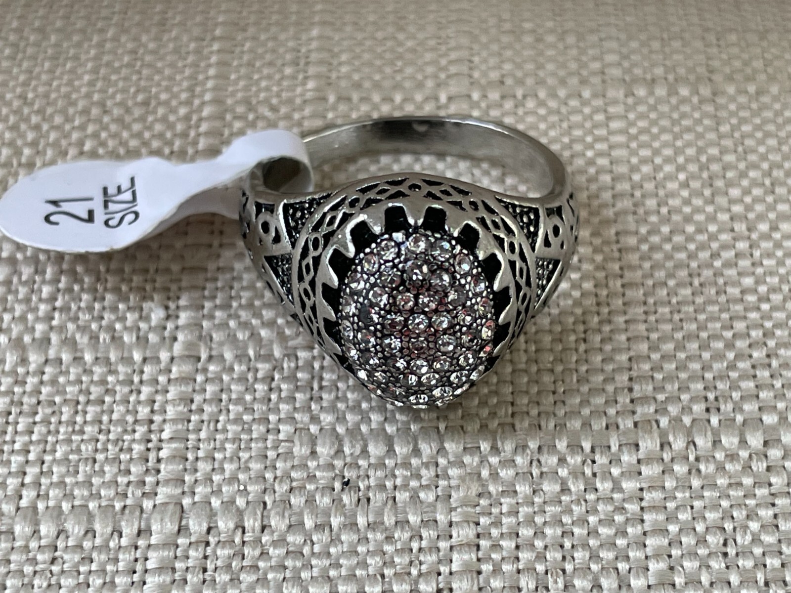 Men Ring Turkish Style Silver Tone Crystals Accent Fashion Ring Jewelry ...