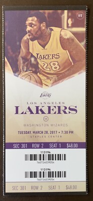 Los Angeles Lakers 3/28/17 NBA ticket stub vs Washington Wizards | eBay