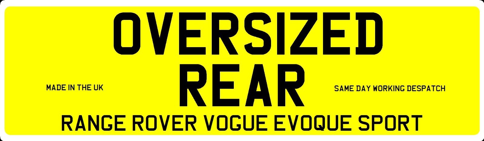 NUMBER PLATE RANGE ROVER EVOQUE SPORT ALL RANGE ROVERS 21 X 6 REAR ...