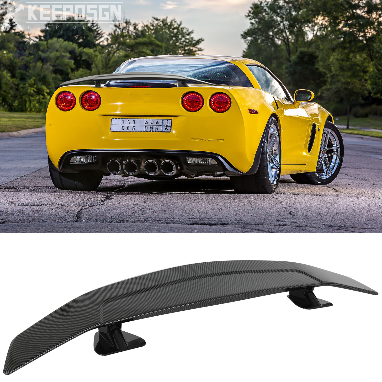 For Chevy Corvette C6 C7 C8 46" Carbon Fiber Rear Trunk Spoiler Wing GT ...