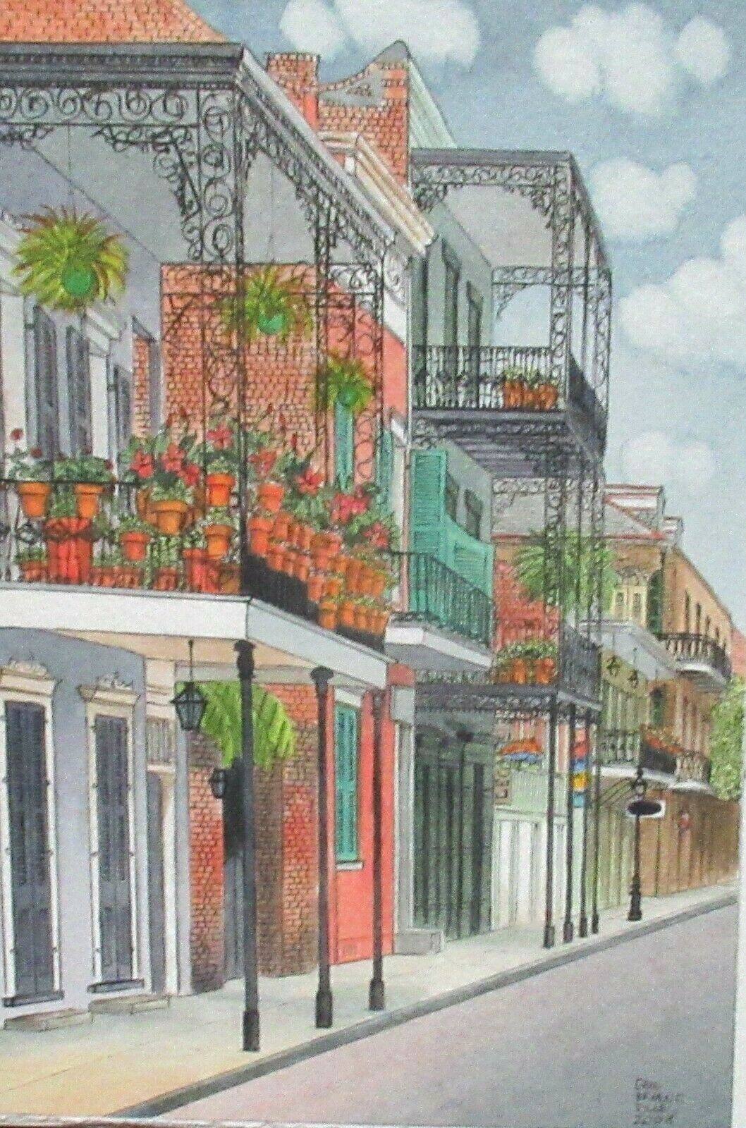 GAIL BRYANT FILLE "DUMAINE" NEW ORLEAN STREET ORIGINAL WATERCOLOR ...