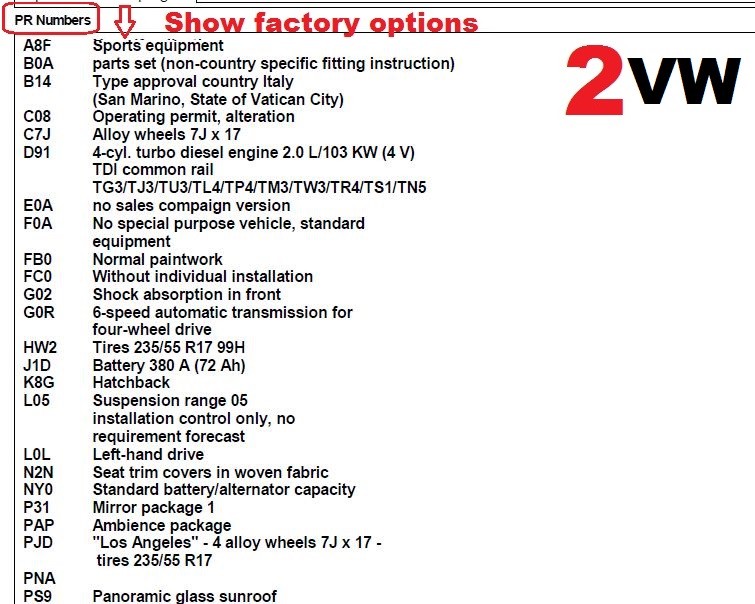 VIN decoder that will show factory options Audi VW Seat Skoda – NMATH