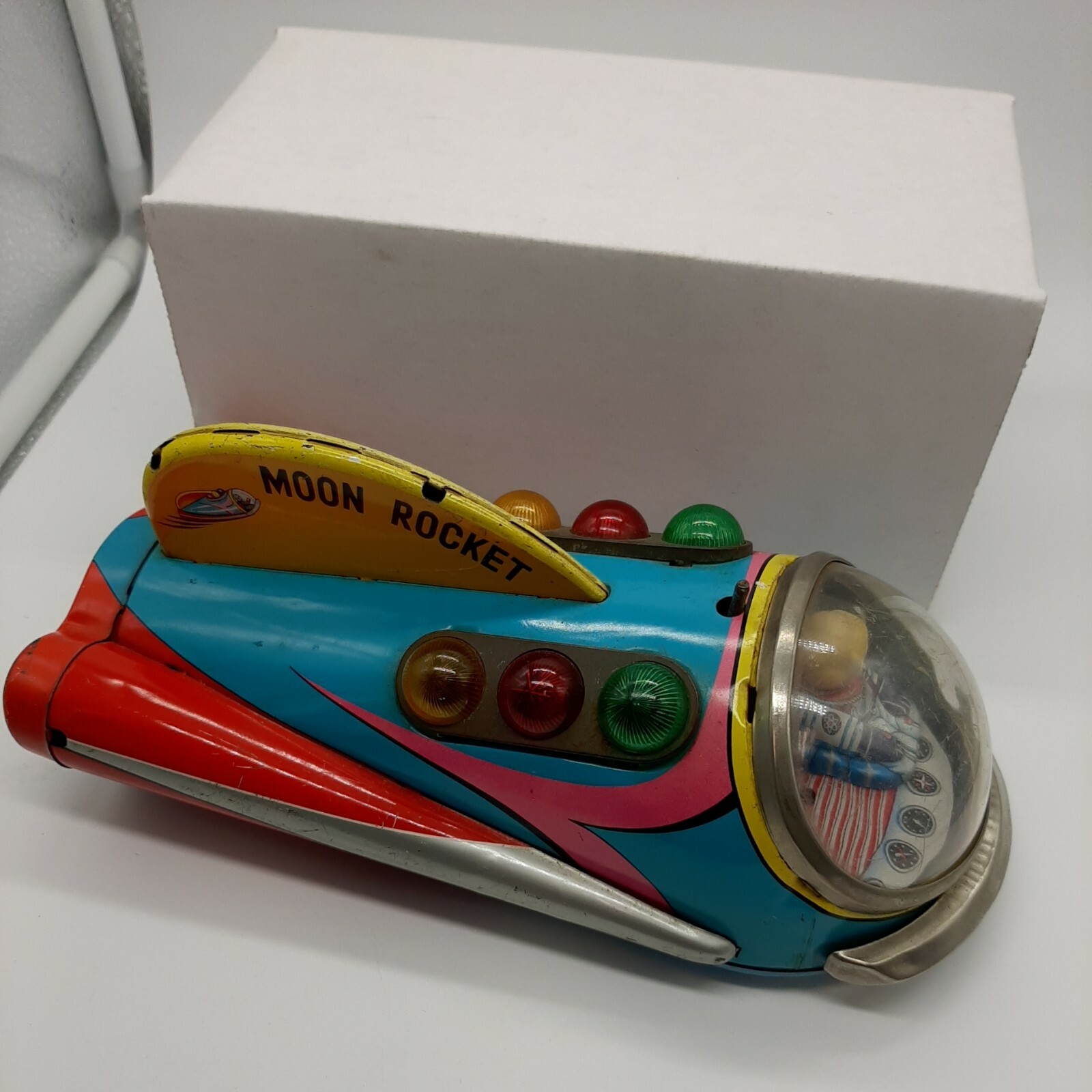 Vintage 1960s Modern Toys Tin Litho Moon Rocket read not working | eBay
