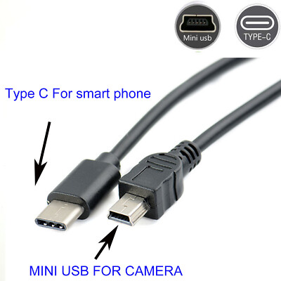 TYPE C to mini usb OTG CABLE FORJVC GZ-HM1 GZ-HM1AC GZ-HM200 HM30 HM300 ...