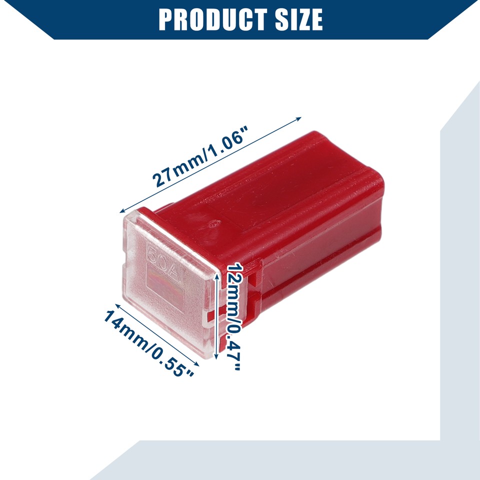 10 Pcs 50A Micro Cartridge Fuses Engine Inner FMM M-Case Type Fuses for ...