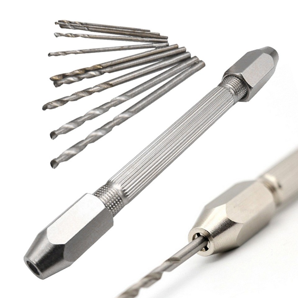 High Quality Crafts Jewelry Hand Chucks Set Drill Bits Kit Silver 11pcs ...