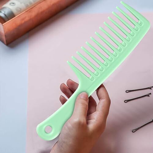 Two Set Large Wide Tooth Comb Detangling Wet or Dry Hair Combs Shower ...