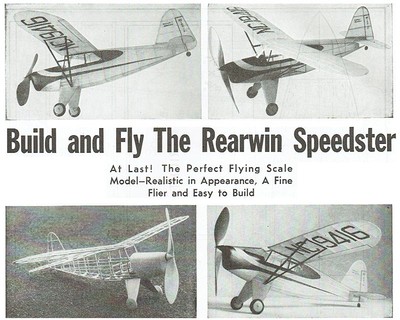 Model Airplane Plans (FF): Rearwin Speedster Scale 28" Rubber or CO2 ...