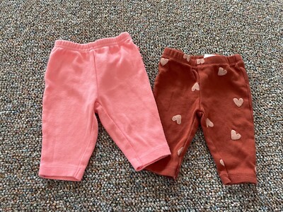 Carter's Pink Ruffle & Brown Heart Leggings 0-3M | eBay