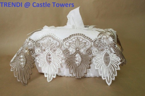 Elegantly embroidered lace top quality tissue box cover for furniture ...