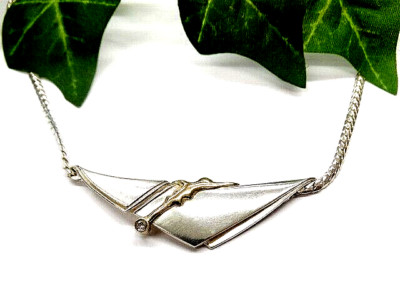 2338 Silber 925 Designer Collier mit Teilvergoldung | eBay.de